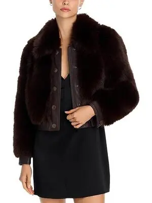 L'Agence Claira Faux Fur Jacket - Coffee Bean