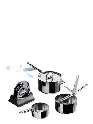 JOSEPH JOSEPH Space Steel Six Piece Stainless Steel Saucepan Set With Folding Handles - Silver