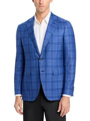 Canali Trim Fit Plaid Sport Coat - Blue