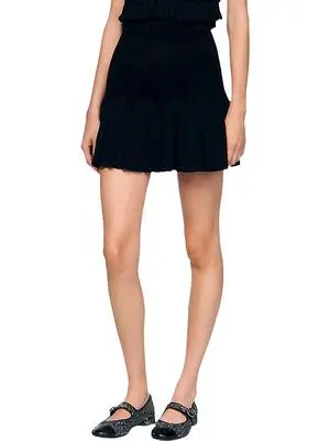 Sandro Orea Velvet Mini Skirt - Black