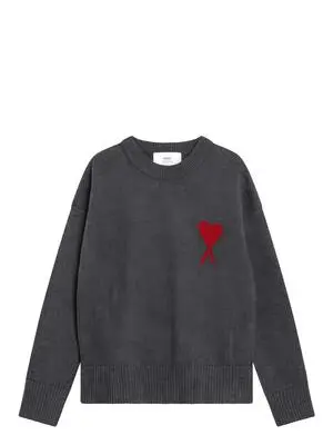 AMI Paris De Coeur Cotton Sweater - Grey