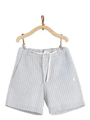 BABYCOTTONS Striped Linen Bermuda Shorts - Grey