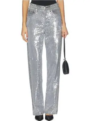 Rag & Bone Shea Full Straight Leg Pant - Steel Sequin