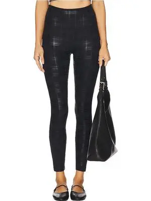 Beyond Yoga High Waisted Midi Legging In Black - Plaid Foil Black