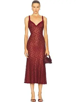 Bardot Alegra Stretch Lace Midi Dress - Burgundy