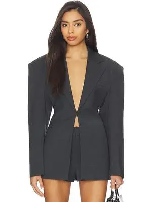Courtney Zheng Milena Scuba Wool Blazer - Dark Grey