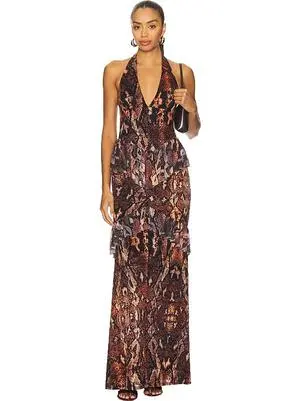AFRM Athens Crochet Lace Maxi Dress - Umber Snake