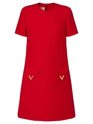 Valentino Garavani Crepe Couture Vgold Minidress - Red