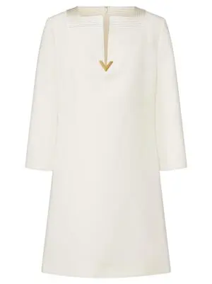 Valentino Garavani Crepe Couture Vgold Minidress - White