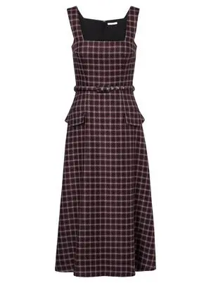 EMILIA WICKSTEAD Petra Houndstooth Wool-Blend Midi Dress