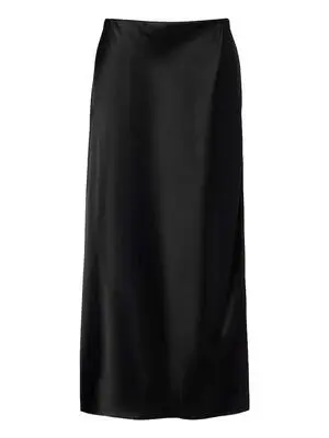 Khaite Demi Satin Midi Skirt - Black