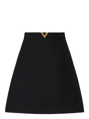 Valentino Garavani Crepe Couture Vgold Mini Skirt - Black