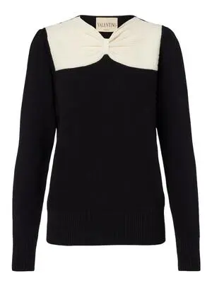 Valentino Garavani Bow-detail Virgin Wool Sweater - Black