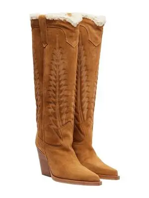 Paris Texas Winter El Dorado Suede Cowboy Boots - Brown