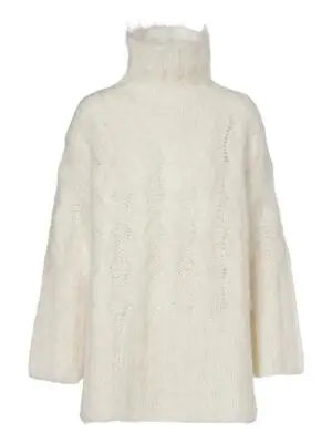 JOSEPH Fortin Cable-knit Mohair-blend Sweater - White