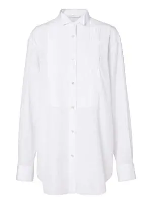 THE ROW Erelia Tuxedo Cotton Poplin Shirt - White