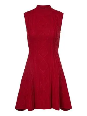 Staud Charade Cable-knit Wool-blend Minidress - Red
