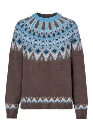 Staud Zane Fair Isle Wool-blend Sweater - Grey