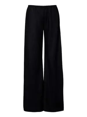 THE ROW Gala Virgin Wool Flannel Wide-leg Pants - Black