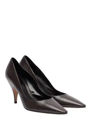 THE ROW Liisa 80 Leather Pumps - Brown