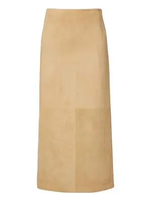 THE ROW Danas Suede Wrap Skirt - Beige
