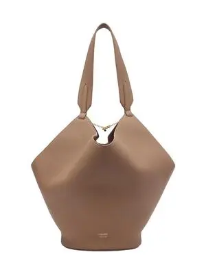 Khaite Lotus Small Leather Tote Bag - Brown
