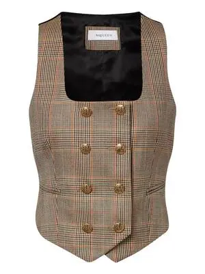 Alexander McQueen Prince Of Wales Check Wool Vest - Beige