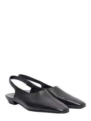 Khaite Celia Leather Slingback Flats Black
