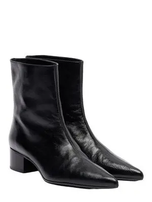 Khaite Andee 40 Leather Ankle Boots - Black