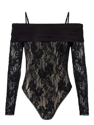 Zimmermann Rebellion Off-shoulder Lace Bodysuit - Black