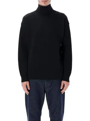 Auralee Super Fine Wool Rib Knit Turtleneck Sweater - Black