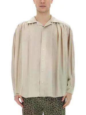 AIE Gathered Buttoned Shirt - Neutrals
