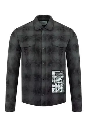 MIDNIGHT RODEO Flannel -pached Shirt - Black