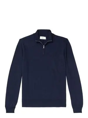 Mr P. Merino Wool Half-zip Sweater - Blue