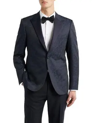Canali Siena Contemporary Fit Paisley Dinner Jacket - Navy