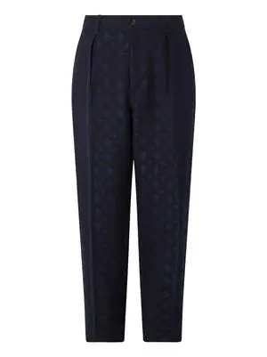 Blue Blue Japan Straight-leg Pleated Jacquard Trousers - Blue