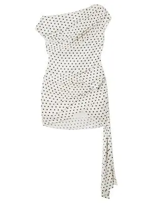 SELF-PORTRAIT Tie-Side Asymmetric Polka-Dot Mini Dress
