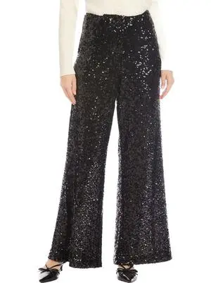 Fifteen Twenty Lynette Wide Leg Sequin Pants - Black
