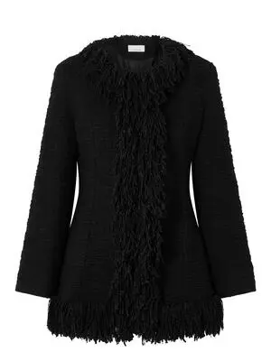 LIBEROWE Banker Fringed Wool-blend Bouclé-tweed Jacket - Black