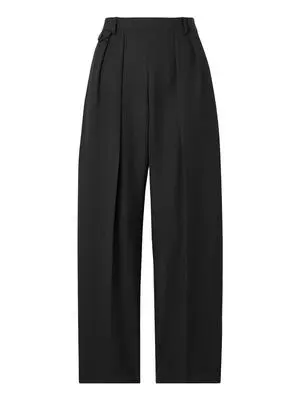 Khaite Dugan Pleated Wool Tapered Trousers - Black