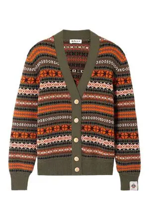 Bally Jacquard-knit Wool Cardigan - Orange