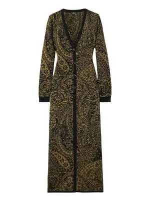 Etro Metallic Wool-blend Devoré-velvet Cardigan - Gold