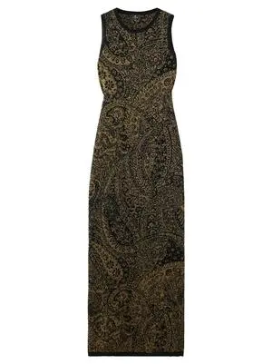 Etro Metallic Wool-blend Devoré-velvet Maxi Dress - Gold