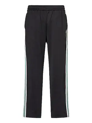 REPRESENT Embroidered-logo Striped-panel Stretch-woven Jogging Bottoms - Jet Black