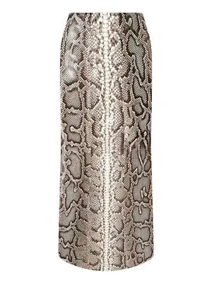 Gabriela Hearst Manuela Snakeskin Midi Skirt - Greyscale
