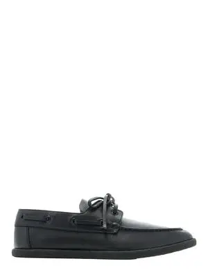 THE ROW Novus Leather Boat Shoes - Black