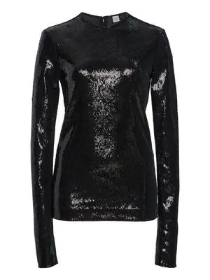TOTEME Sequined Long-sleeve Top - Black