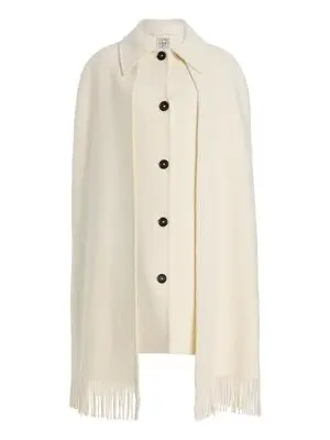 TOTEME Wool-blend Cape Coat With Fringe - White