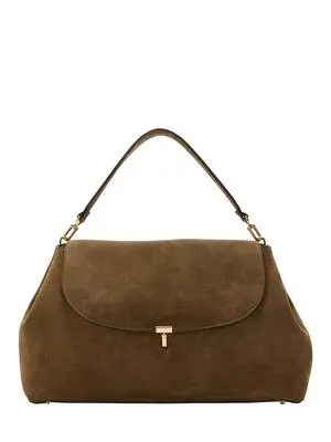TOTEME T-lock Suede Satchel - Taupe