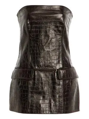 TOTEME Croc-embossed Strapless Leather Top - Brown